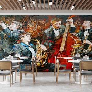 Jazz Band Wallpaper Mural: Music Room Decor, Peel and Stick - Etsy