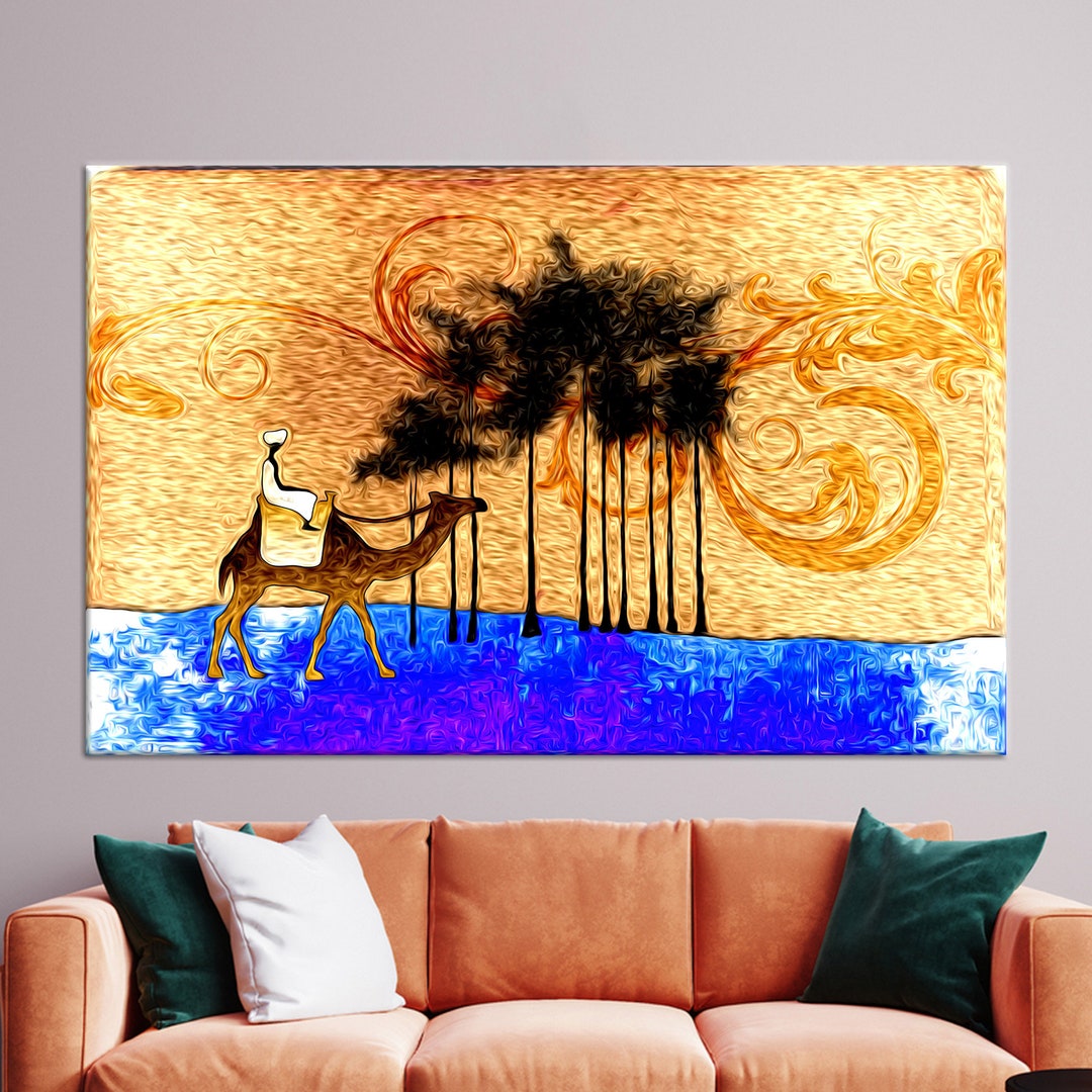 Camel Desert Landscape Canvas Art: African Wall Decor - Etsy