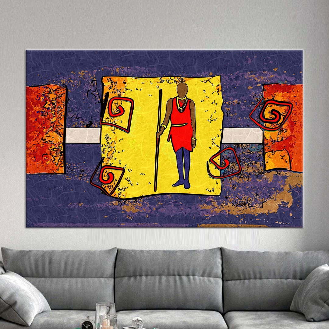 Wall Decor, 3D Wall Art, Wall Art Canvas, African Man Painting, Ethnic ...