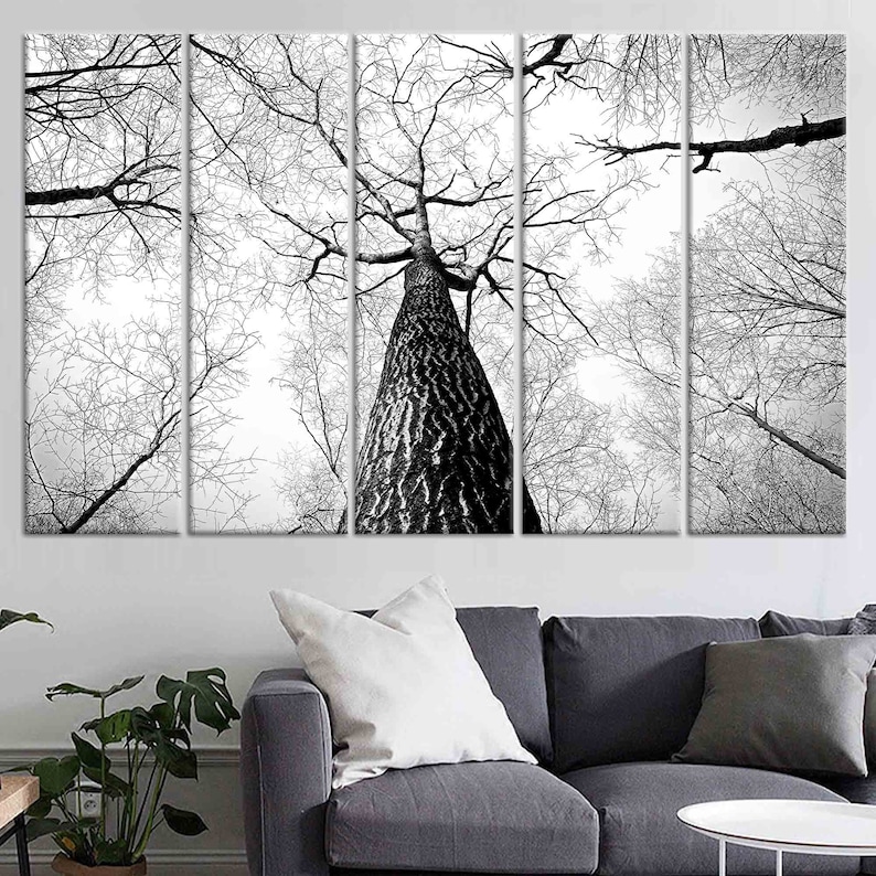 Black and White Tree Canvas Print: Forest View Wall Art - Etsy