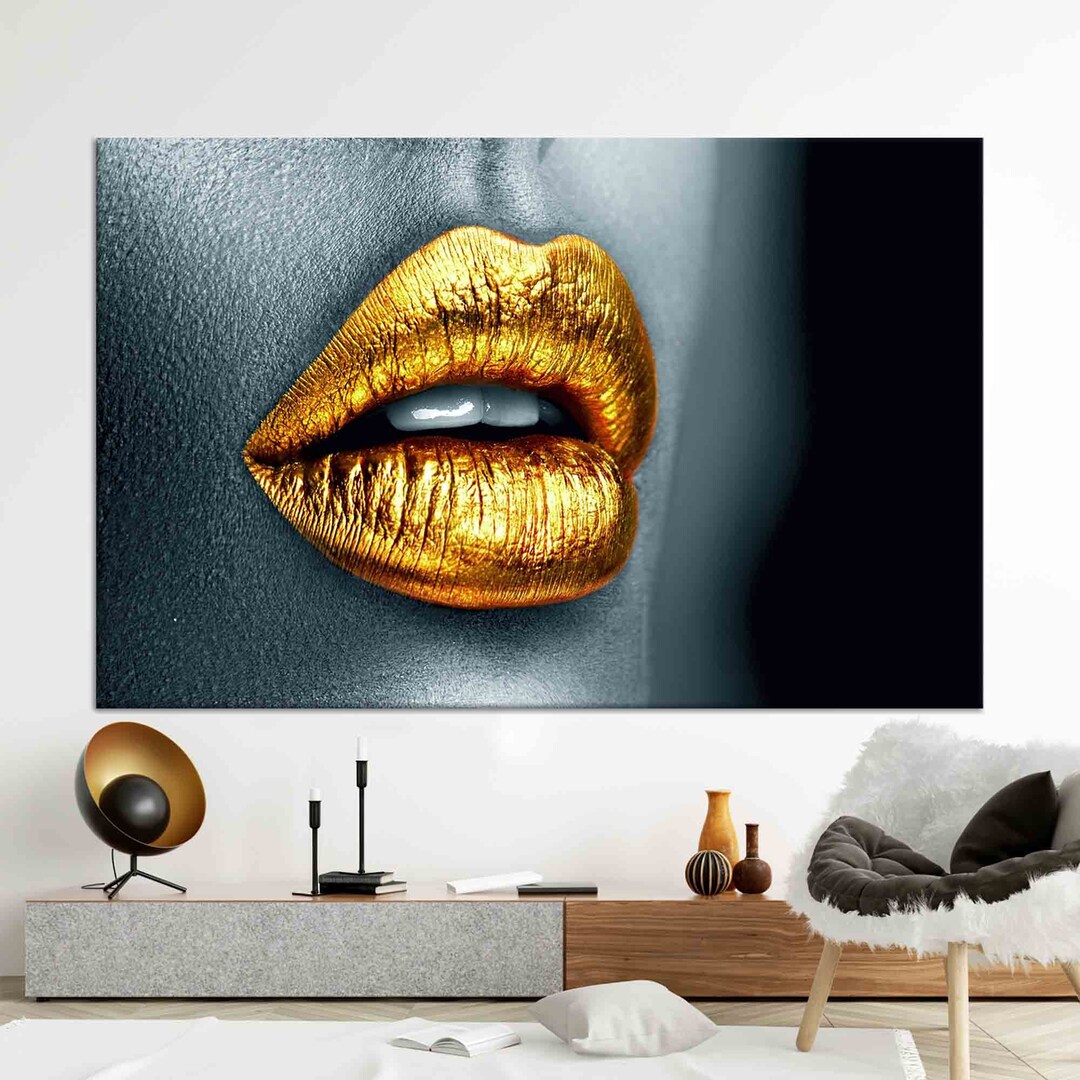 Custom Canvas, Gold Lipstick, Canvas Print, Sexy Canvas, Mature Canvas ...