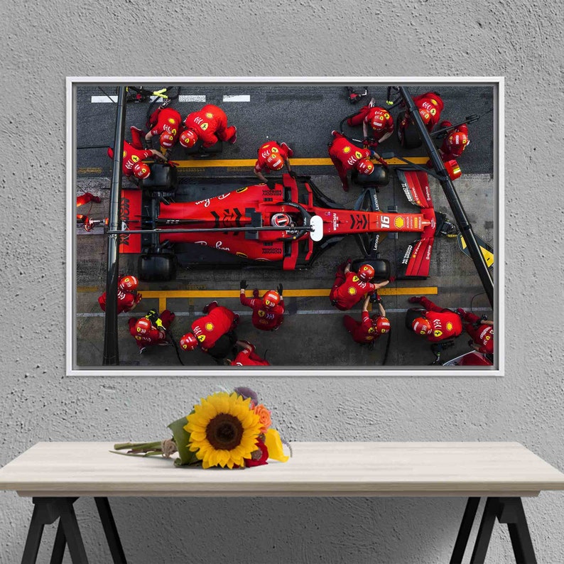 Charles Leclerc Ferrari F1 Pit Stop Canvas Art: Formula One Wall Decor ...