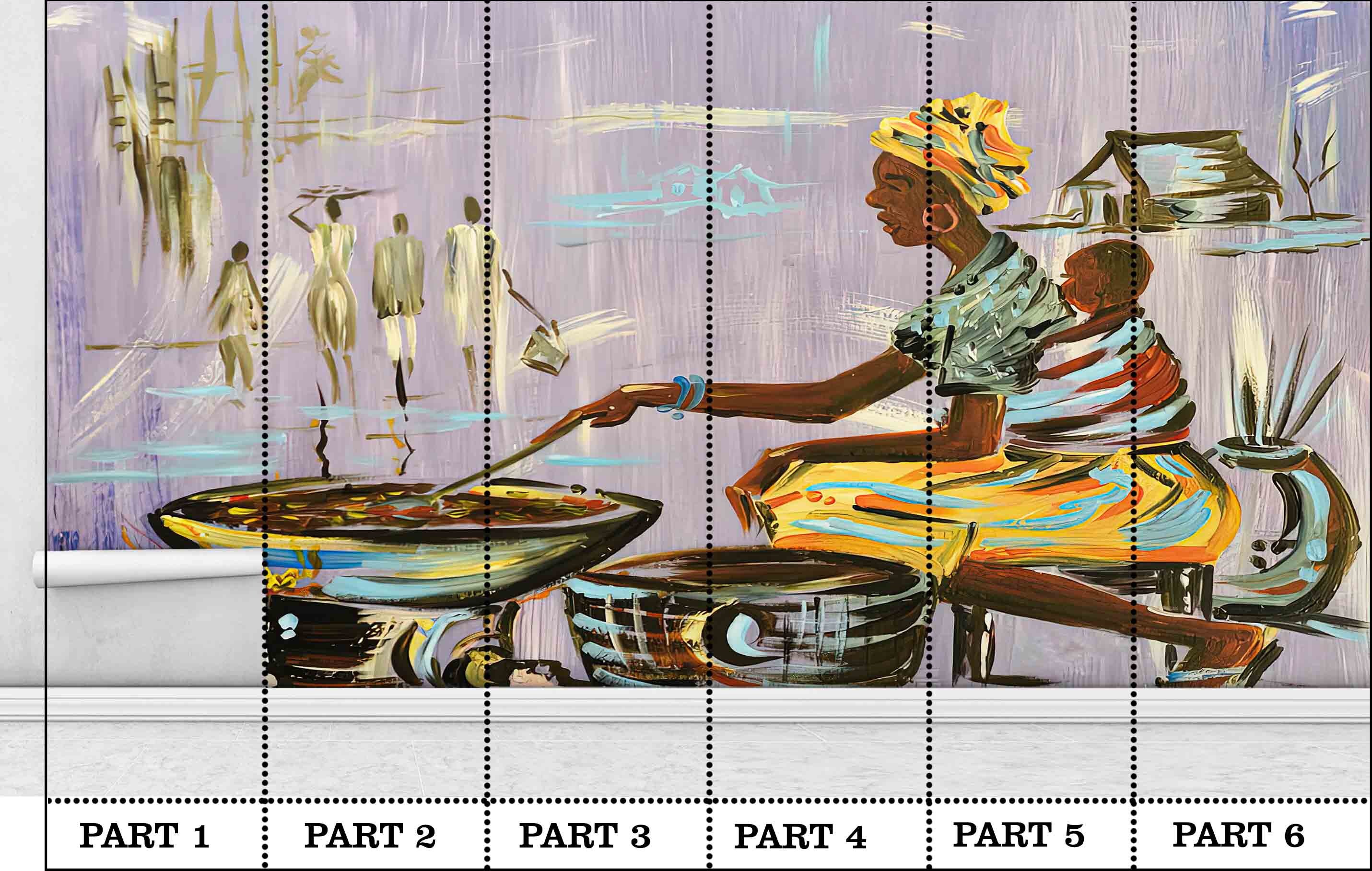 African Woman Cooking Wallpaper Mural: Custom Ethnic Wall Decor - Etsy