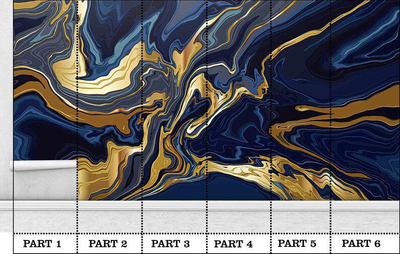 Navy Blue Wall Muralpaper Wall Artwall Paper Peel and - Etsy