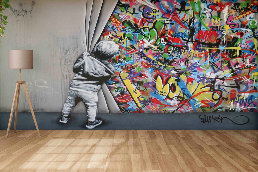 Banksy Graffiti Wall Mural,abstract Wall Poster,custom Wall Paper,3d ...