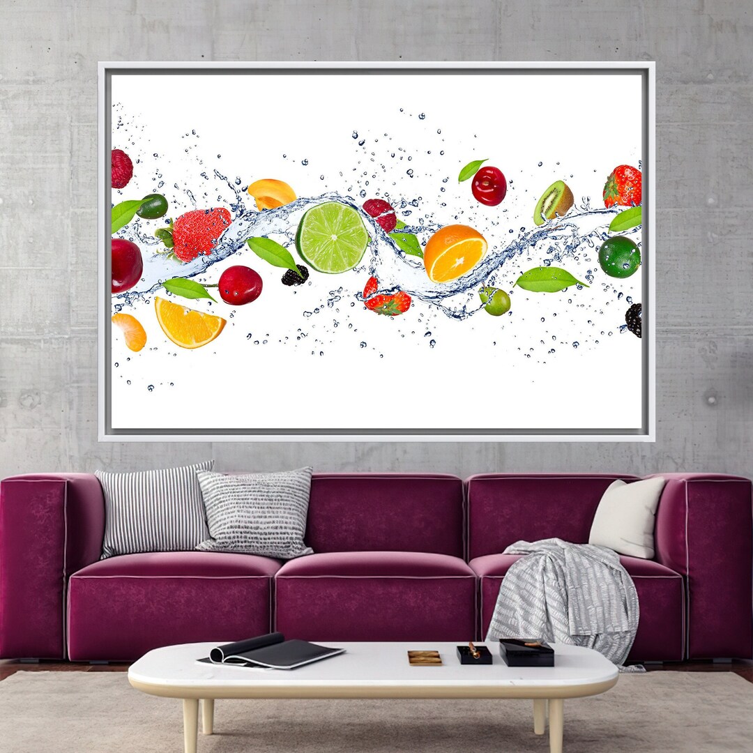 Fruits Splash Canvas, Modern Art Canvas, Boho Wall Decor, Cutting ...