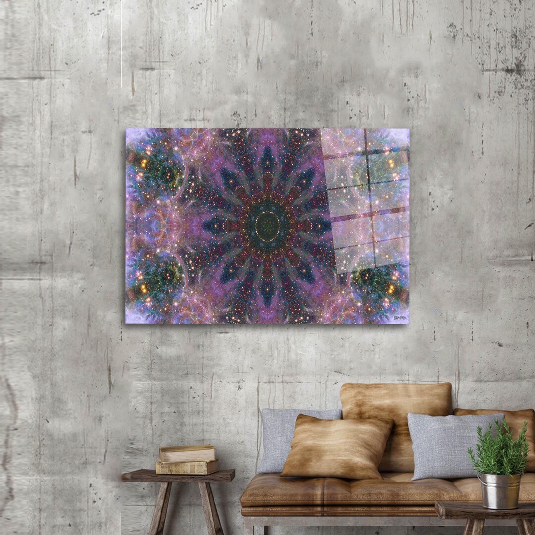 Purple Mandala Glass Printing, Mandala Glass Art, Mandala Pattern Art ...