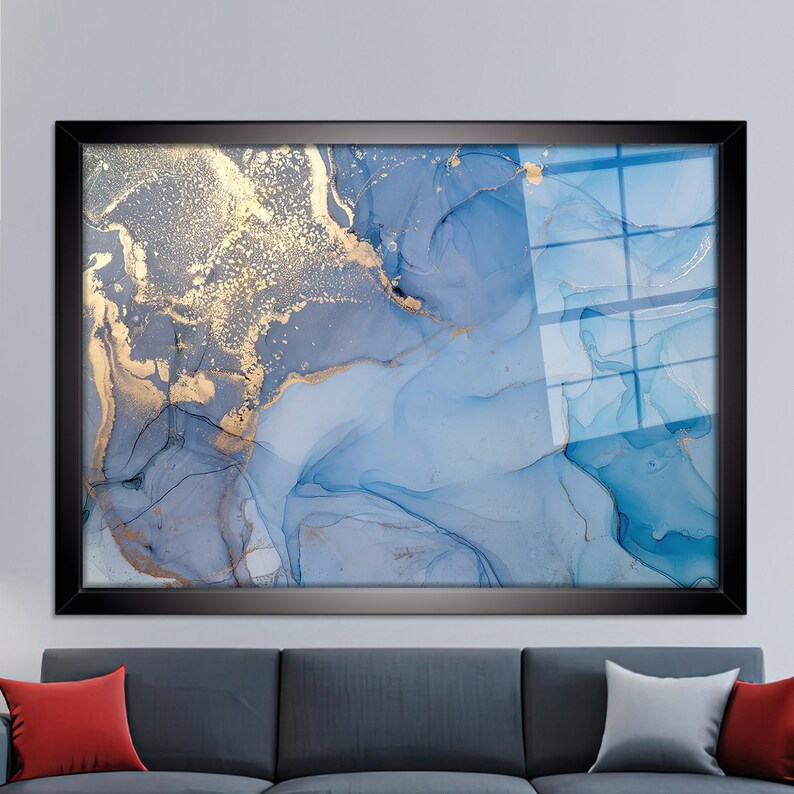 Abstract Marble Tempered Glass Wall Art: Shimmery Gold Accent Decor - Etsy
