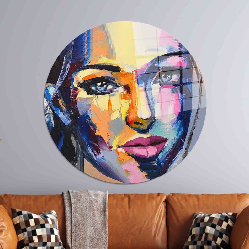 Abstract Woman Face Glass Art: Tempered Glass Wall Decor - Etsy