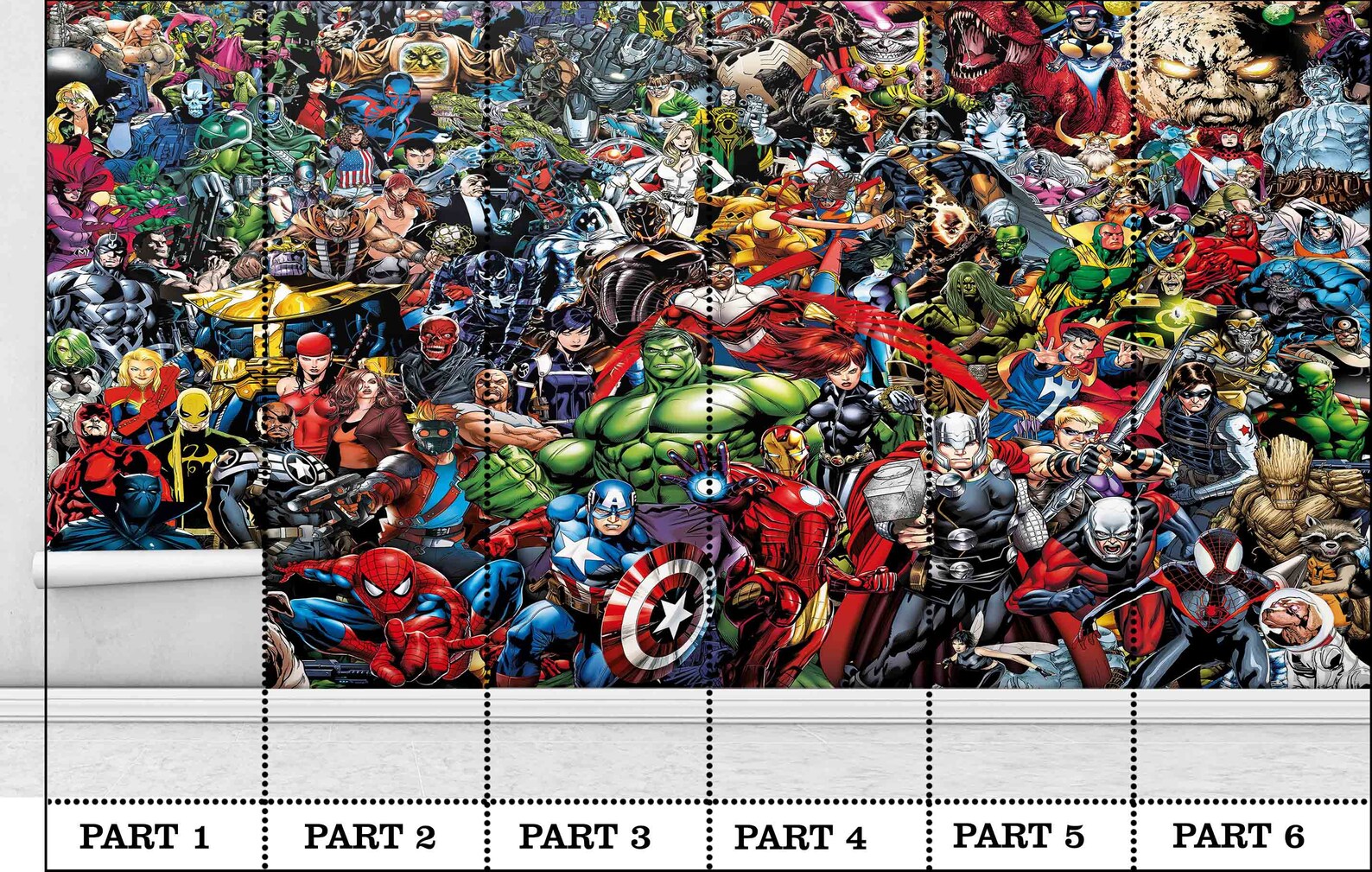 Kids Room Wall Art,marvel Heroes,marvel Mural,modern Wall Paper,bright ...
