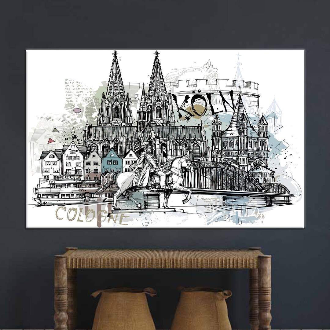 3D Wall Art, Wall Decor, Canvas Wall Art, Koln Landscape Artwork, View ...