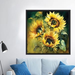 Modern 3D Canvas, Gifts, Boho Wall Decor, Sunflowers Painting Print 3D ...