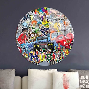 Custom Glass Printing Wall Art,graffiti Glass Wall Art,glass Wall Art ...