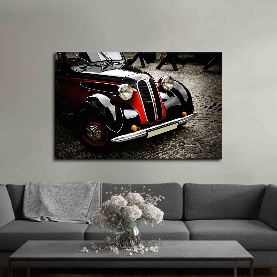 Canvas Decor, Canvas Art, Wall Art, Retro Car Canvas Gift, Vintage Car ...