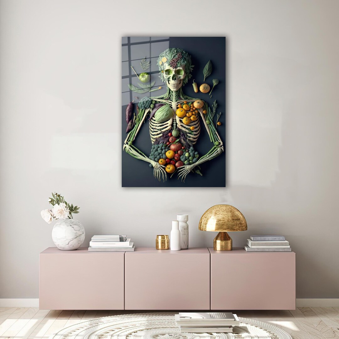 Fruit Skeleton Tempered Glass Wall Art: Modern Home Decor - Etsy
