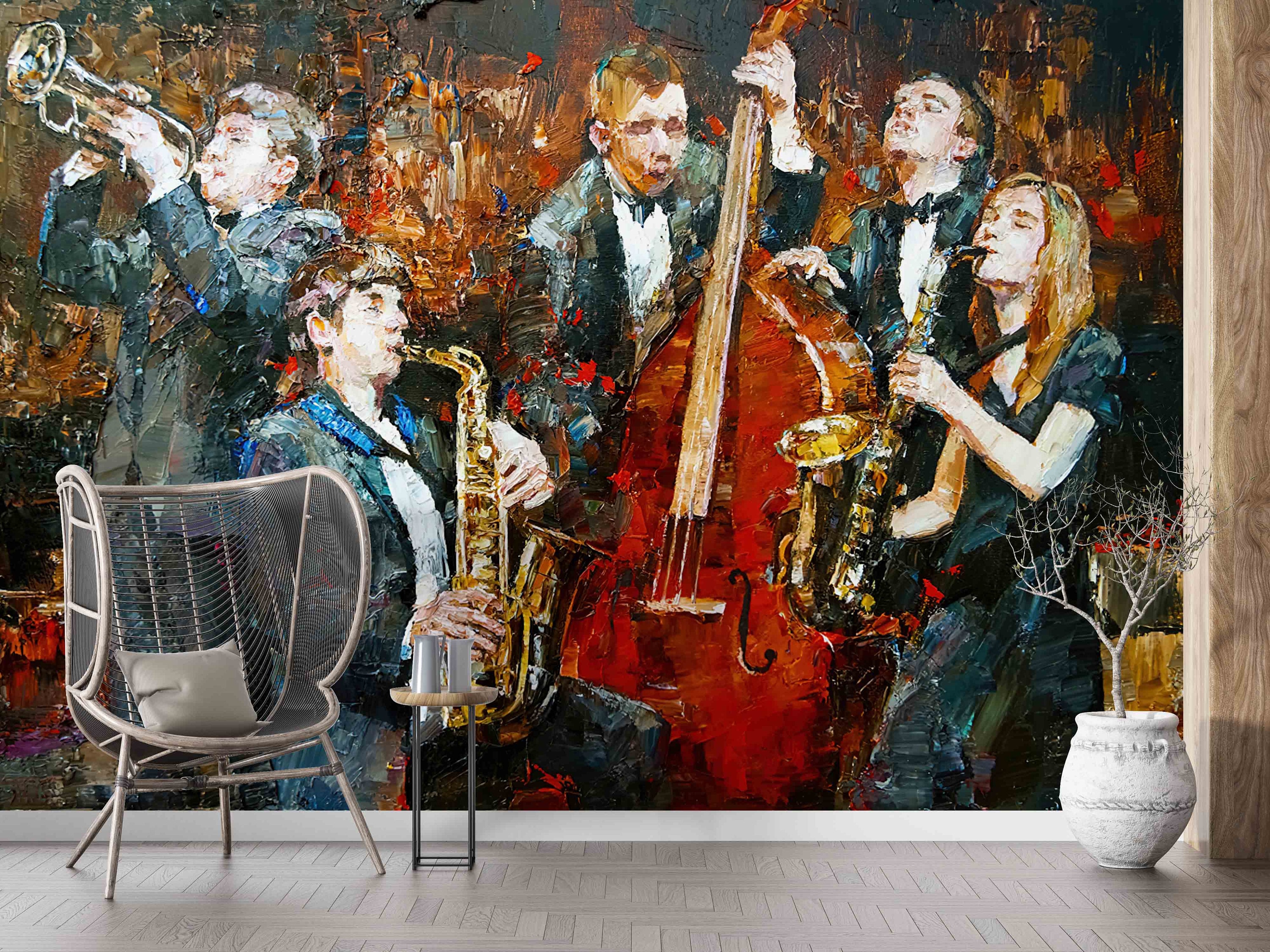 Jazz Band Wallpaper Mural: Music Room Decor, Peel and Stick - Etsy