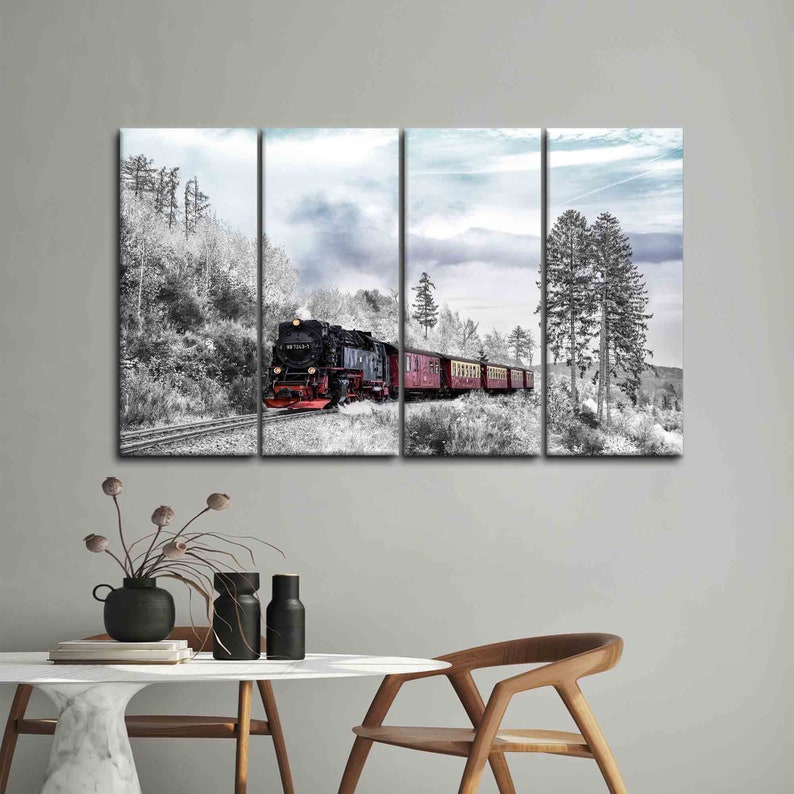 Winter Train Canvas Art: 3D Railroad, Landscape Wall Decor - Etsy
