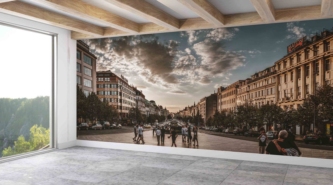 Cityscape Wallpaper: 3D Street View Wall Mural, Peel & Stick - Etsy