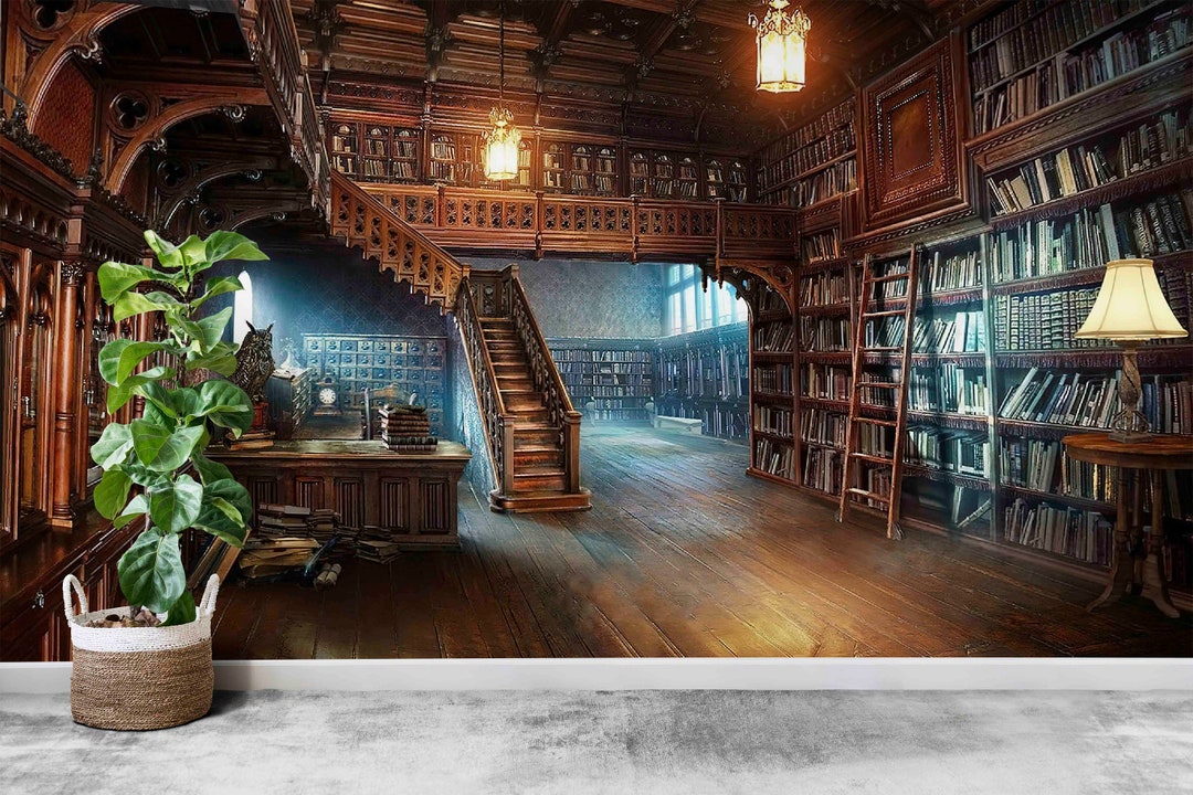 Library Wallpaper Mural: Books Lover Gift, Peel and Stick - Etsy