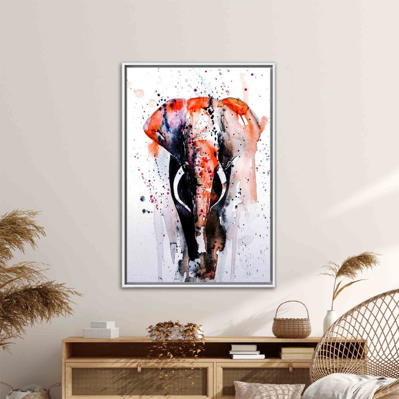 Red Elephant Canvas Wall Art: Modern Safari Decor - Etsy UK