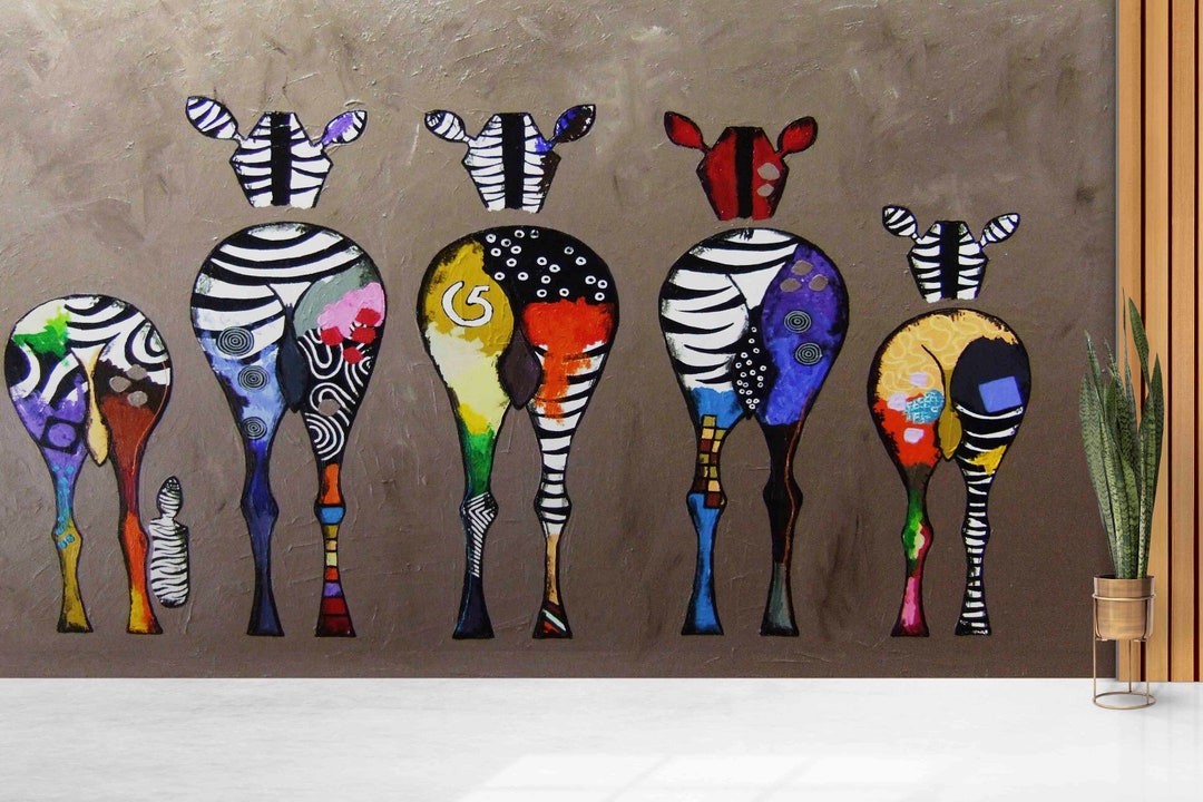 Abstract Zebra Wallpaper: Modern Wall Art - Etsy