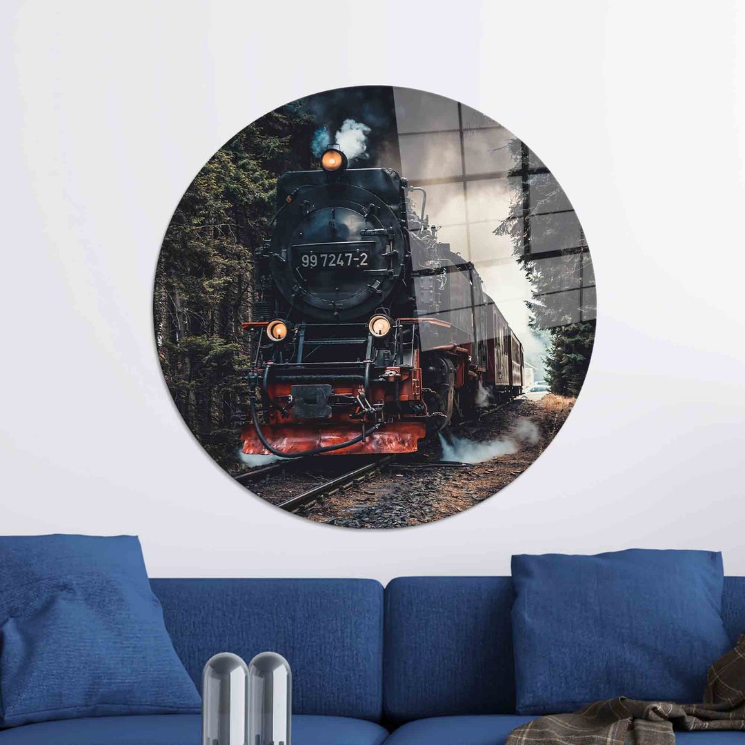 Glass Wall Decor, Mural Art, Glass, Train, Railroad Glass Wall ...