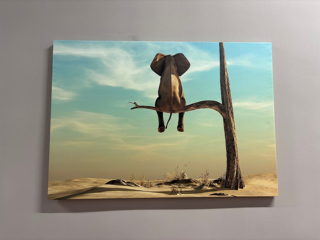 Canvas Decor, Canvas Home Decor, Wall Decor, Elephant in Surreal ...