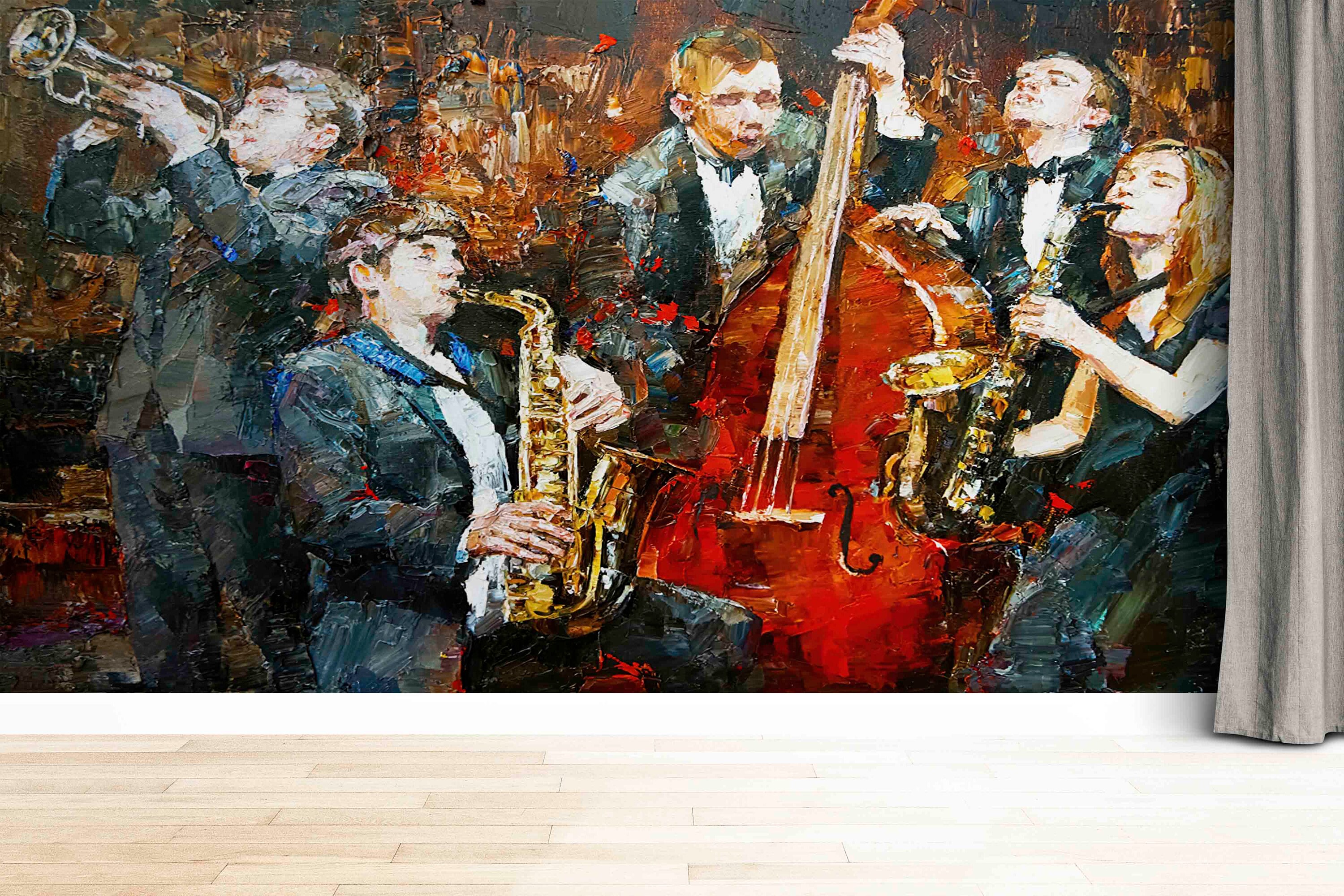 Jazz Band Wallpaper Mural: Music Room Decor, Peel and Stick - Etsy