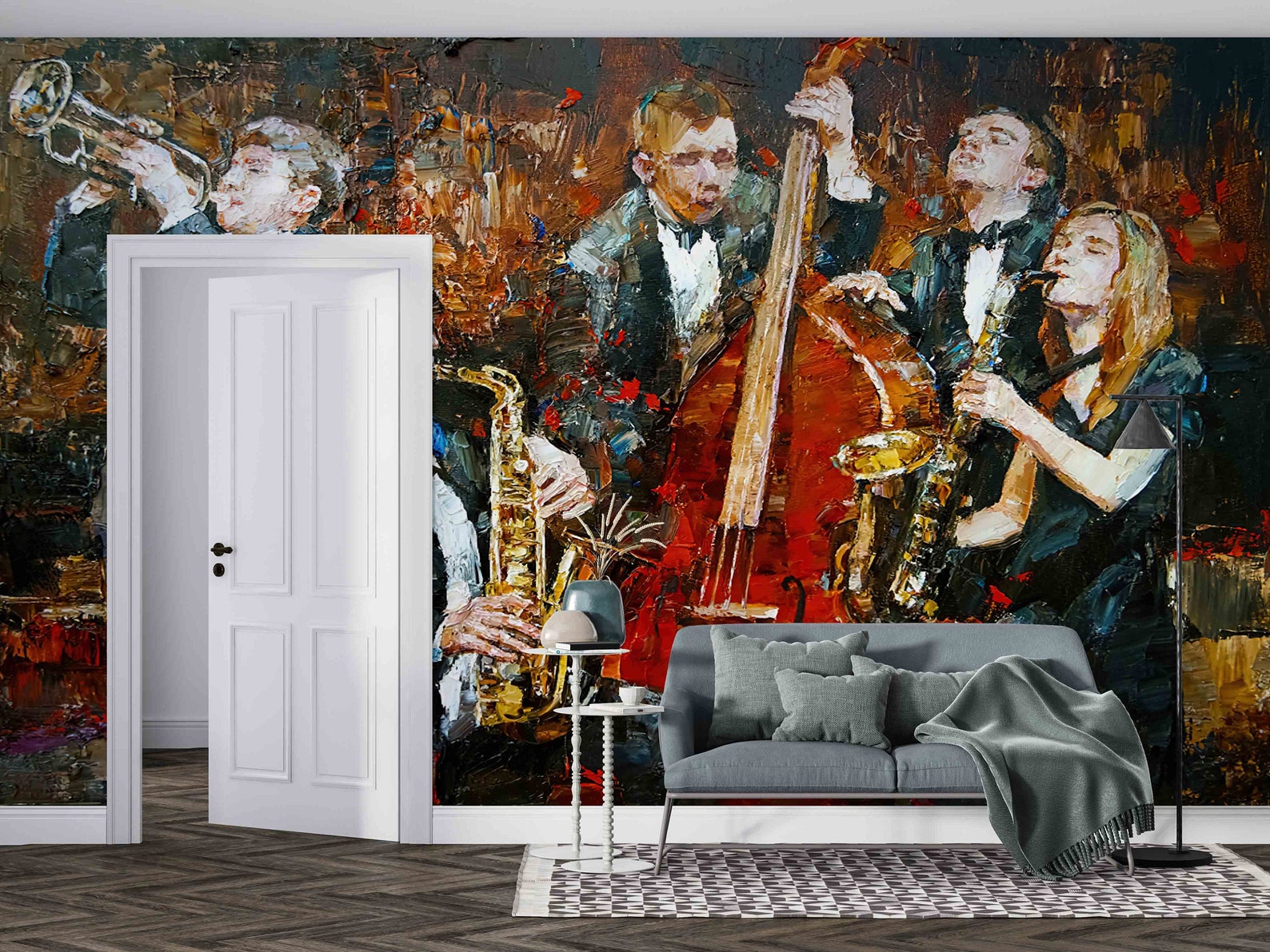 Jazz Band Wallpaper Mural: Music Room Decor, Peel and Stick - Etsy