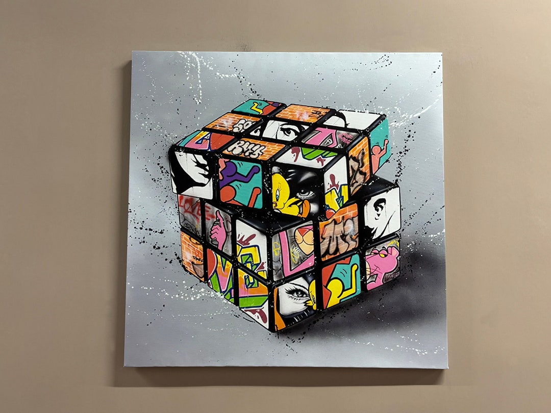 Rubik's Cube Graffiti Canvas Art: Game Room Decor - Etsy