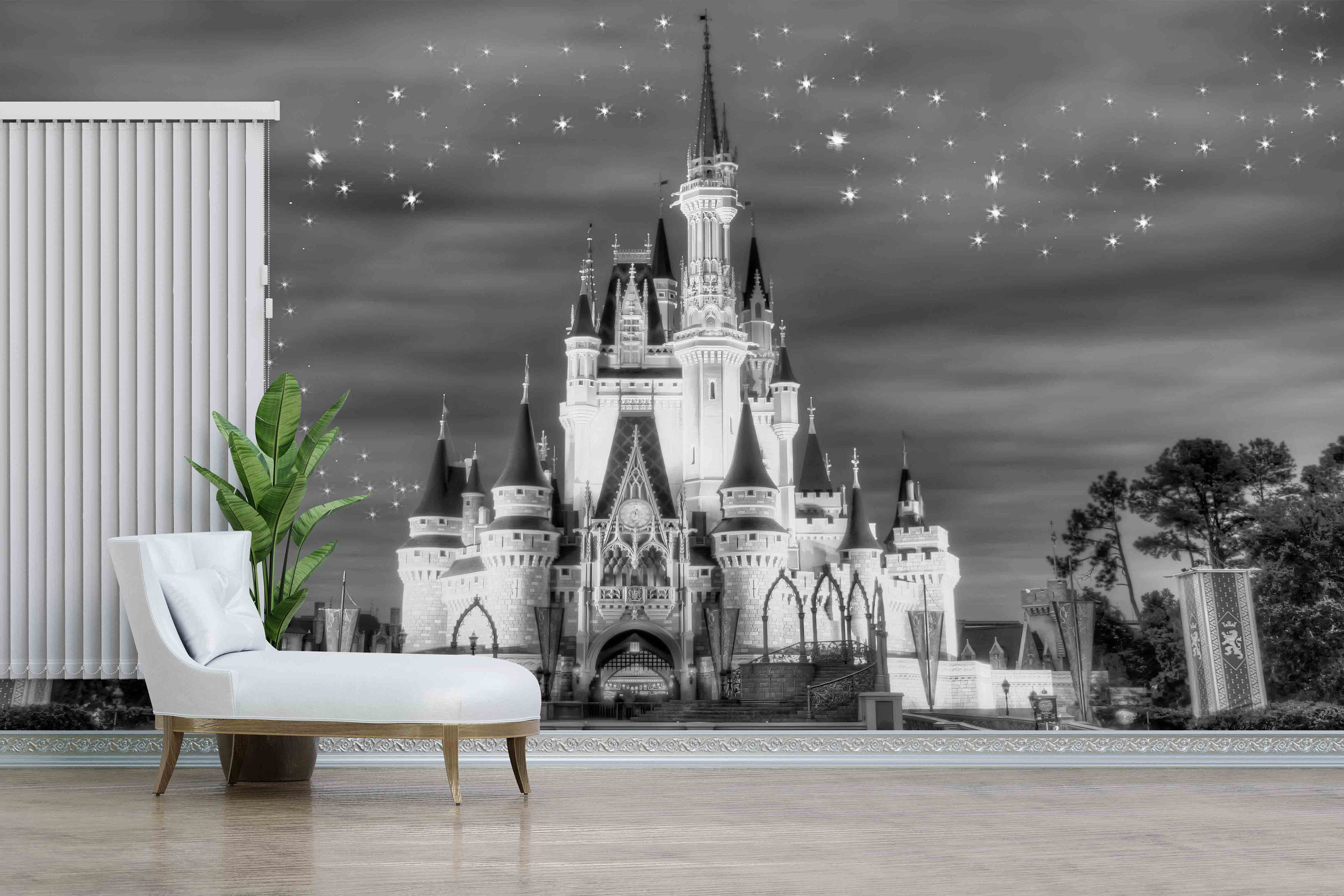 Cinderella Castle Wallpaper Mural: Night Landscape Peel and Stick - Etsy