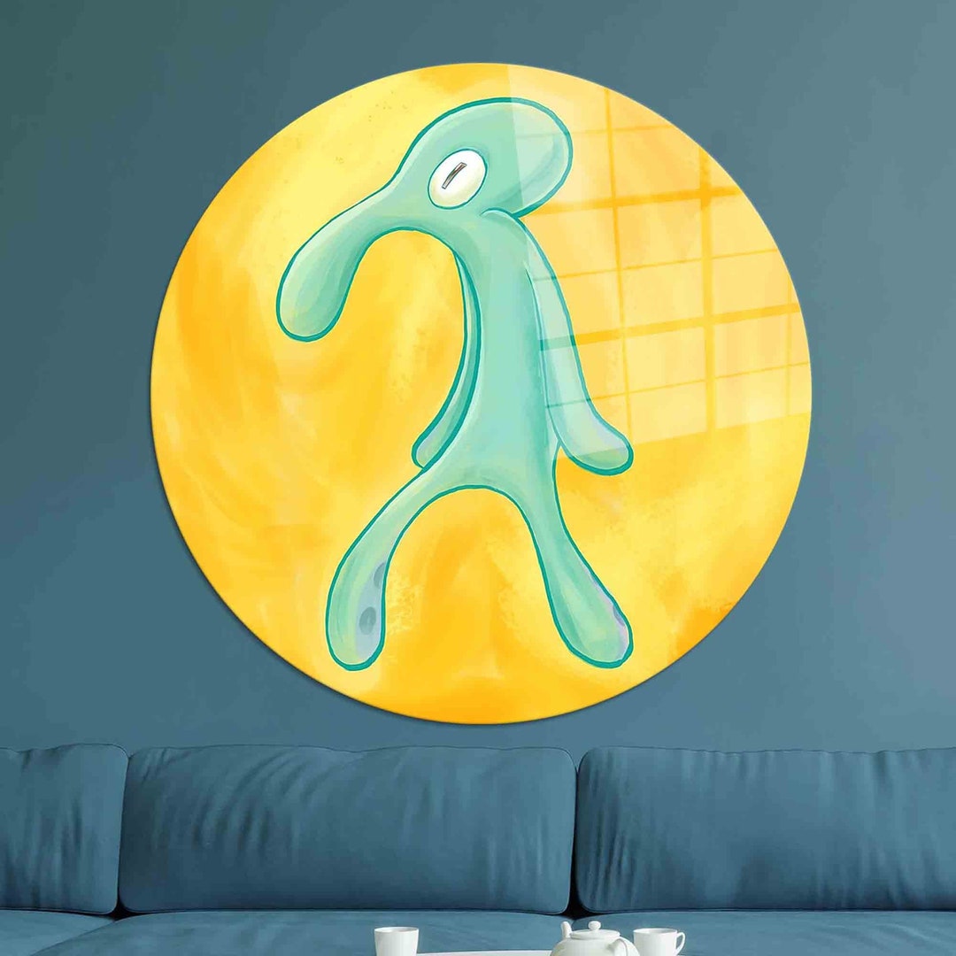 Squidward Glass Decor,mural Art,squidward Painting Print,glass Art Gift ...