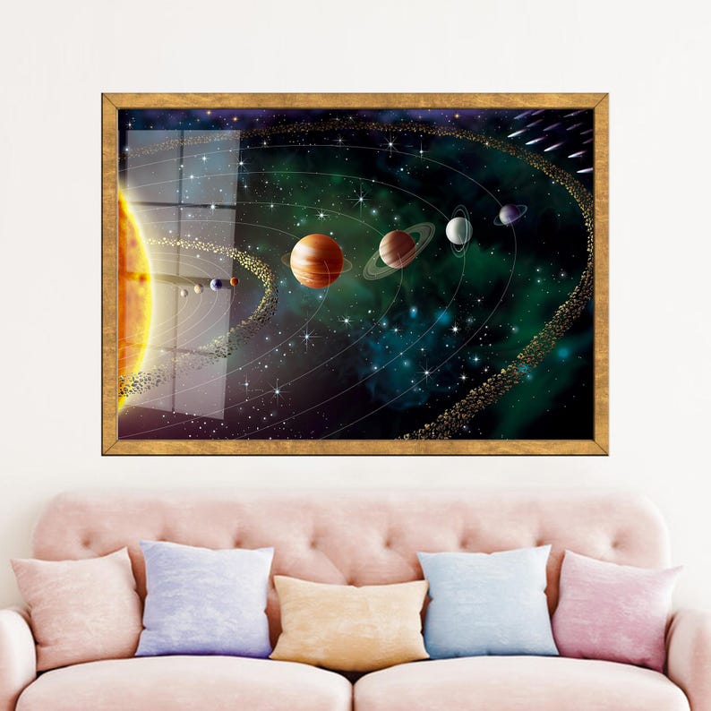 Solar System Tempered Glass Wall Art: Space Art Decor - Etsy