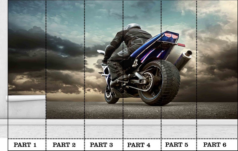 Motorcycle Peel and Stick Wallpaper: Garage Wall Mural - Etsy Australia