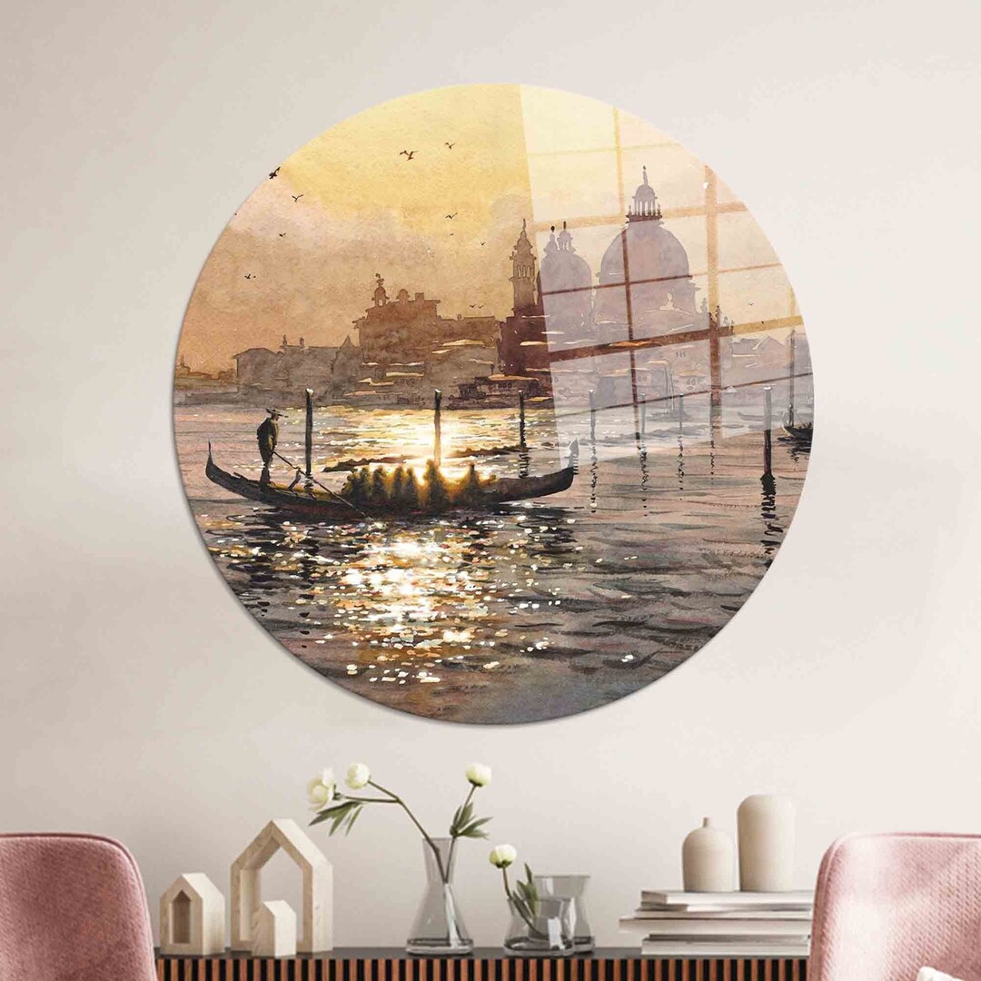 Venice Sunset Tempered Glass Wall Art: Italy Landscape - Etsy