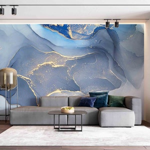 Blue Wall Poster,modern Wall Paper,modern Wall Print,paper Wall ...