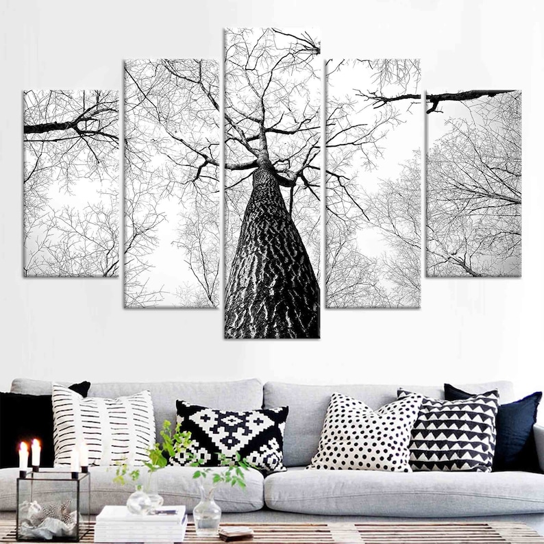 Black and White Tree Canvas Print: Forest View Wall Art - Etsy