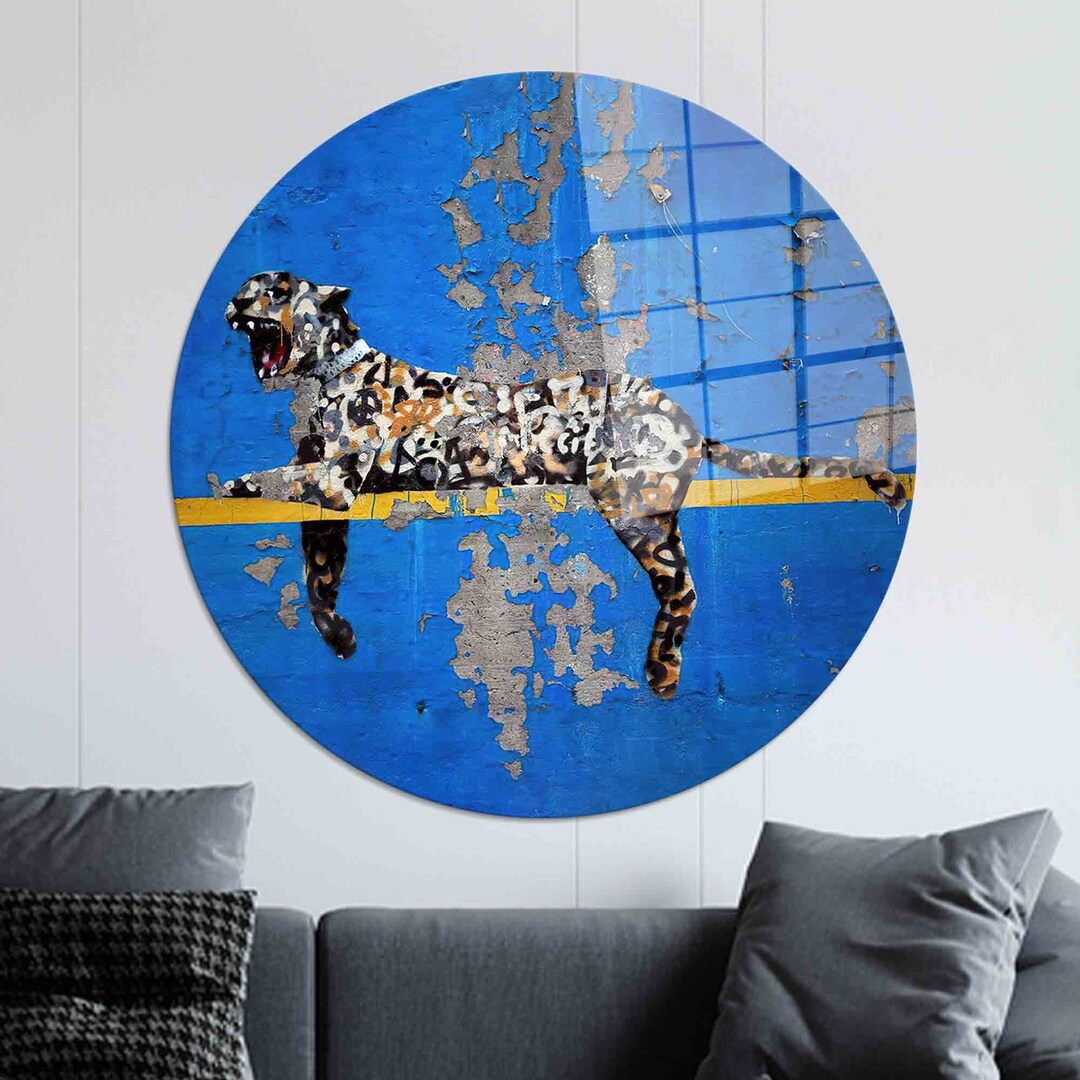 Banksy Leopard Wall Art, Tempered Glass, Personalized Glass Art, Custom ...
