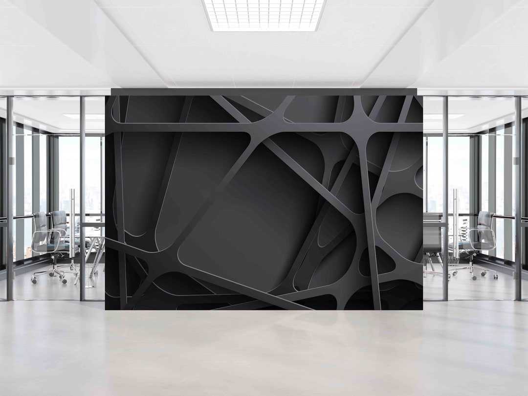 Abstract Black Metallic Effect Wallpaper: Custom Wall Print - Etsy