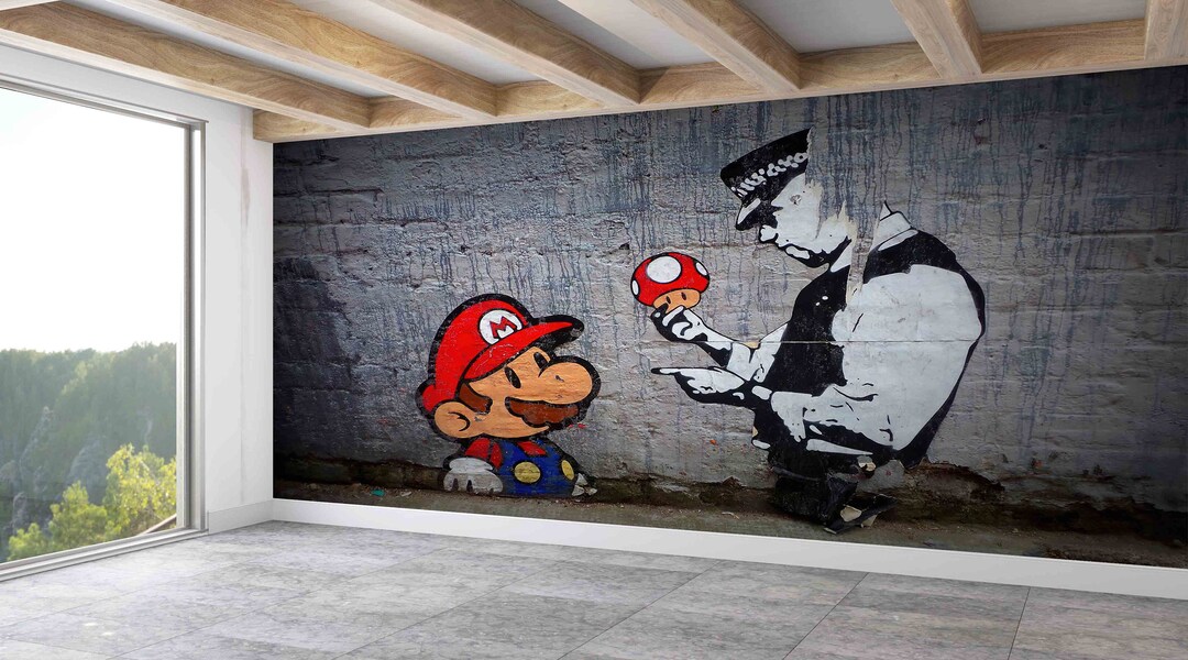 Super Mario Graffiti Wallpaper: Custom Wall Art - Etsy UK