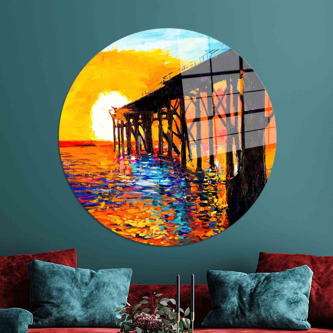 Tempered Glass Sunset Wall Art: Dock Landscape Decor - Etsy