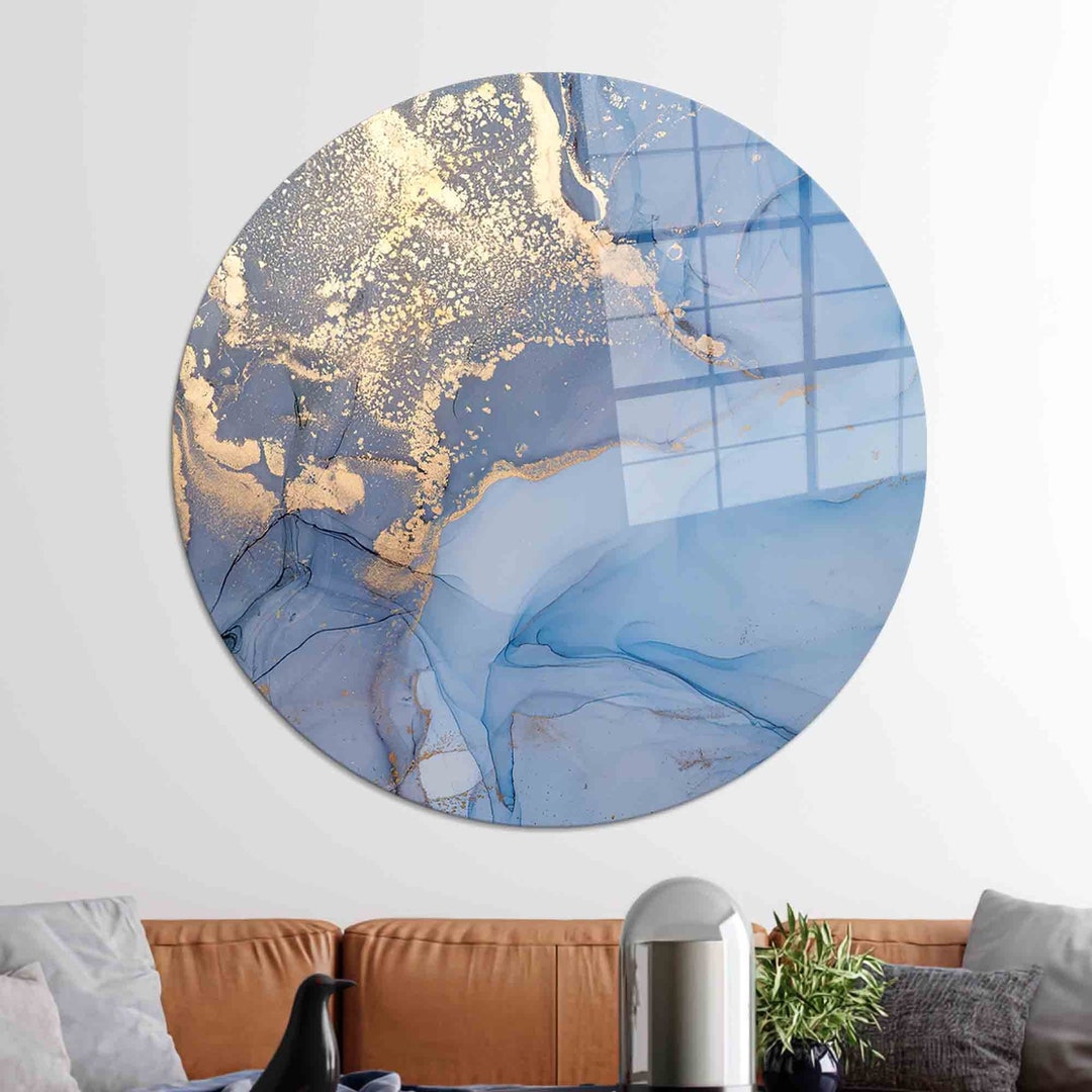 Abstract Marble Tempered Glass Wall Art: Shimmery Gold Accent Decor - Etsy