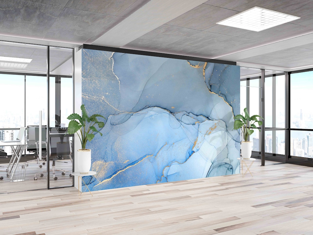 Blue Wall Poster,wall Paper Peel and Stick,bright Wall Paper,modern ...