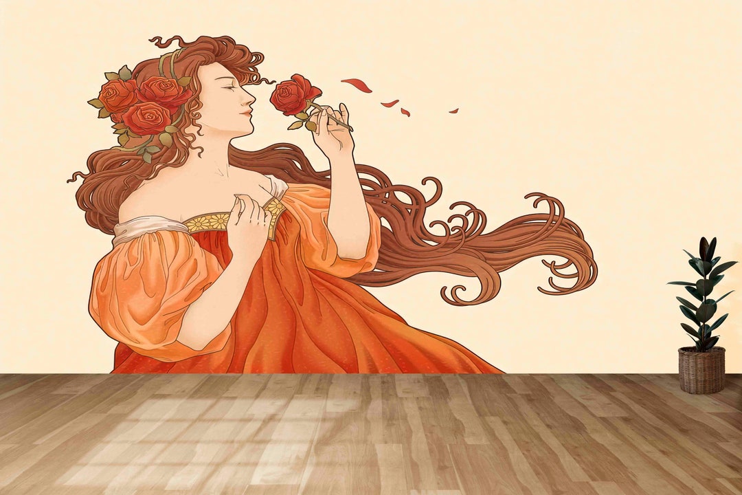 Mucha Goddess Wall Mural,mucha Goddess Wall Painting,3d Wall Paper ...