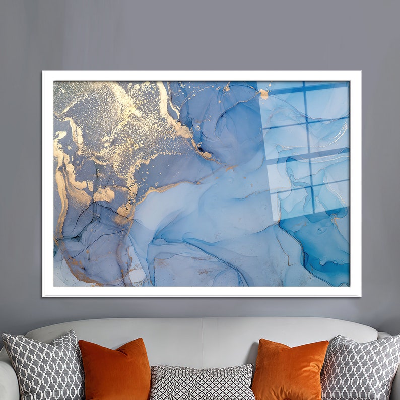 Abstract Marble Tempered Glass Wall Art: Shimmery Gold Accent Decor - Etsy