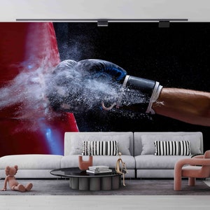Boxing Punch Wallpaper: Modern Sports Wall Decor - Etsy