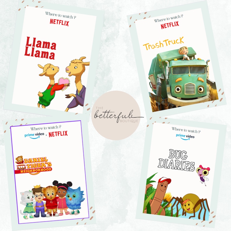 Toddler TV Guide: Low Stimulation Shows Flash Cards (digital Download ...