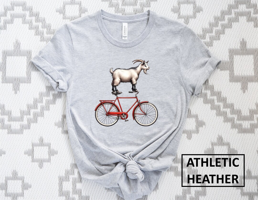 Goat on a Bicycle T-shirt, Goat Shirt, Gift Tee for Cycling, Goat ...