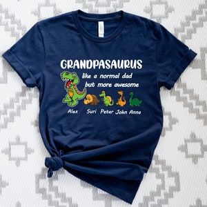 Grandpasaurus T-shirt, Custom Dino Grandkids Name Shirt, Dinosaur ...