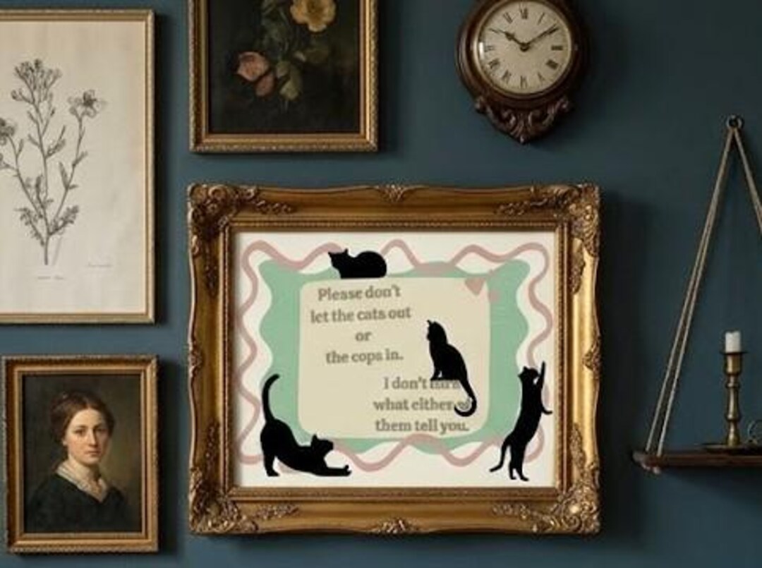 Funny Cat Print Snarky House Rule Office Decor Cat Lover Digital